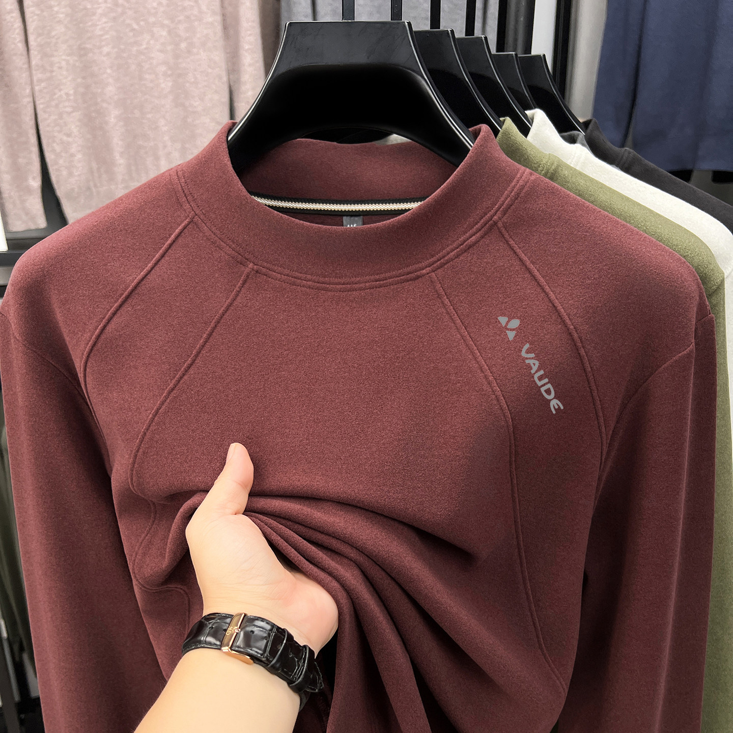 Vaude/巍德户外运动男士吸湿快干抗菌圆领长袖T恤速干衣打底卫衣