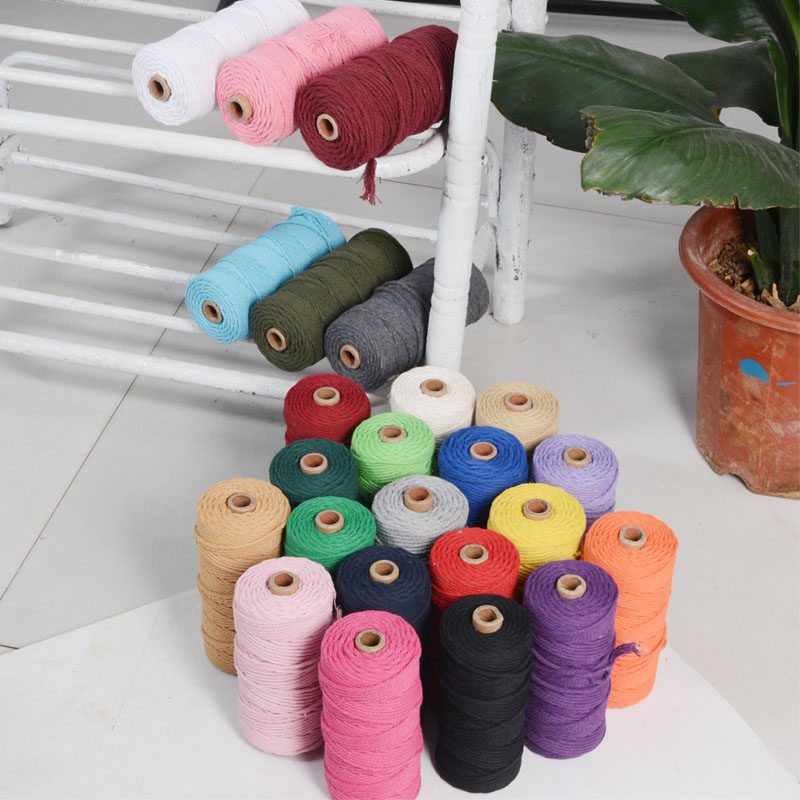 彩色细棉绳diy手工编织挂毯壁挂包包线捆绑装饰绳抽袋绳束口绳_虎窝淘