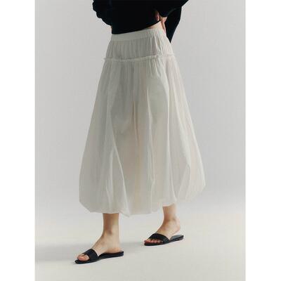 SOFTSELF 薄雾梦泽春季新款法式高级显瘦蓬松裙摆褶裥花苞裙半裙