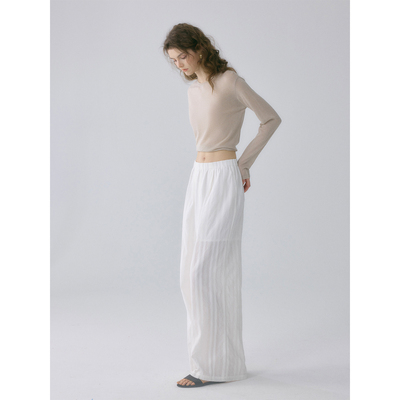 SOFTSELF慵懒春雾春夏季新款纯棉浮雕式提花直筒裤