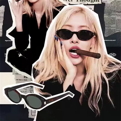 小框猫眼椭圆复古墨镜女玳瑁色