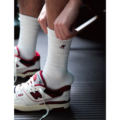 REMOCREVO全棉长袜精梳棉毛圈 YCRA 纤维意大利32支纱编织刺绣款