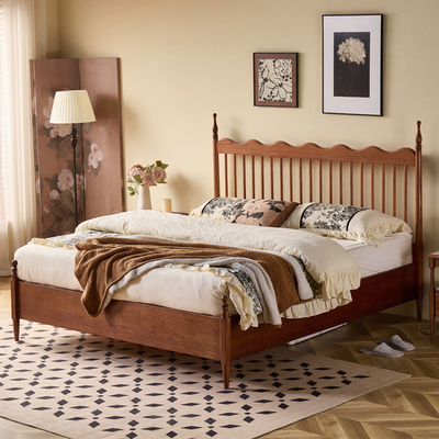 长190薄床头1米8波浪白蜡实木床