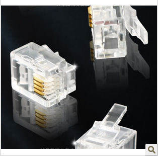 全新四芯电话水晶头 RJ11电话水晶头 4芯6P4C电话水晶头