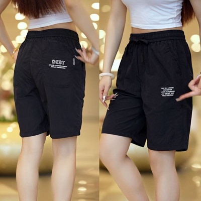 休闲冰丝裤女士工装五分裤夏季薄款短裤小个子速干宽松运动裤潮流