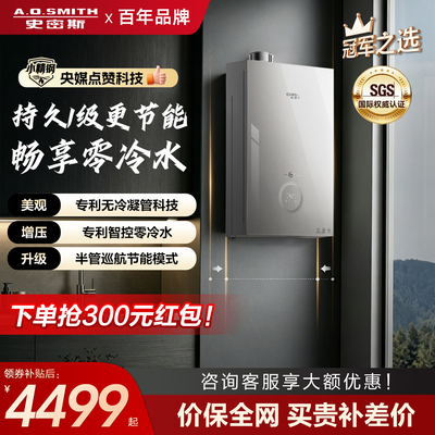 AO史密斯热水器一级能效无冷凝管16L小精钢燃气热水器佳尼特TJE5
