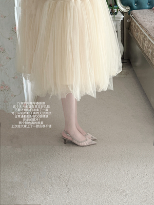 绝美闪钻网纱尖头舒适高跟鞋女