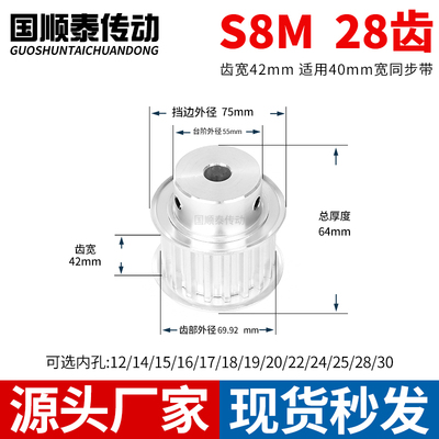 现货同步轮S8M28齿B齿宽42总厚64