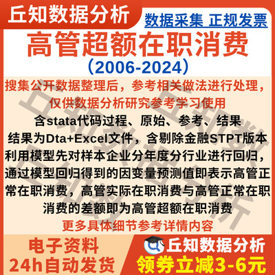高管超额在职消费2024-2006年上市公司数据含Stata代码与参考结果
