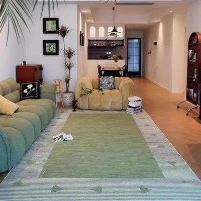 清新夏季自然风地毯客厅加厚沙发茶几地垫卧室床边毯水洗可定制