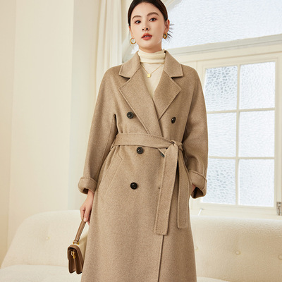 嘉兴本初服饰801双面羊绒大衣女秋冬气质茧型毛呢外套苏力羊驼绒