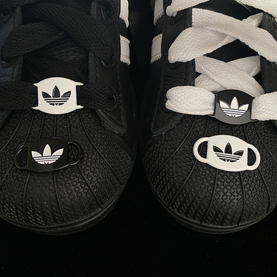 适配2025新款SUPERSTAR 2.0带三叶草鞋扣贝壳头黑白粗鞋带鞋装饰