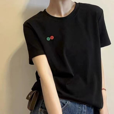 微笑pasta 正肩显瘦百搭短袖tee夏季新减龄简约圆领打底上衣