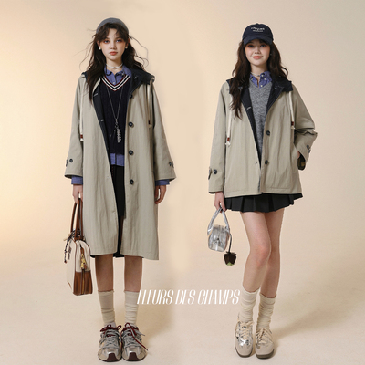 Fleurs des champs 连帽撞色两穿风衣