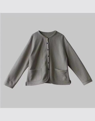 小毛球韩国冬款针织棉圆领开衫外套拼接 撞色休闲卫衣2309