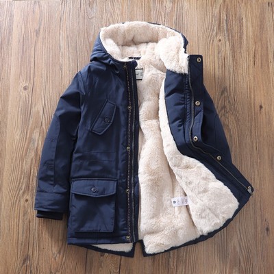 外贸秋冬儿童加绒2025棉衣男童中长款外套冲锋衣棉服保暖派克服潮