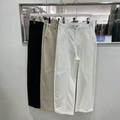 极简风莱赛尔棉弯刀直筒休闲裤潮