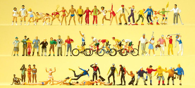 preiser微缩微距场景模型1:87HO微观小人道具13005运动自行车套装