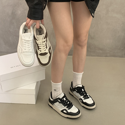 SGIRL TWTW韩系显瘦圆头系带板鞋女2025新款四季休闲运动鞋百搭潮