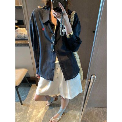 随性宽松MQ1565老钱刺绣混纺天丝