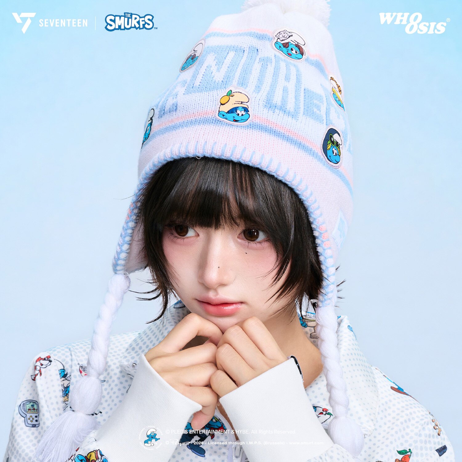 【SEVENTEEN ｜The Smurfs 联名】WHOOSIS 护耳针织帽秋冬保暖女