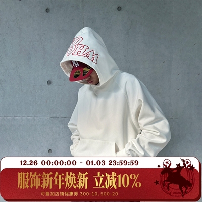 WHOOSIS（不知其名）刺绣logo帽衫秋冬情侣连帽卫衣简约百搭男女