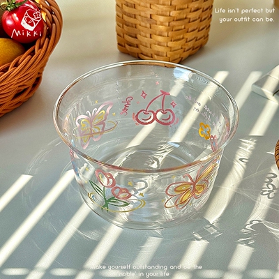 MIKKI手绘高硼硅玻璃碗家用