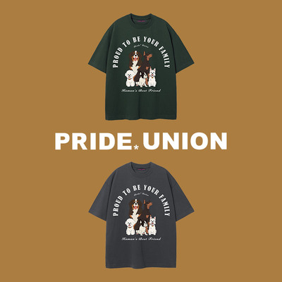 PRIDEUNION精梳棉T恤男复古宽松
