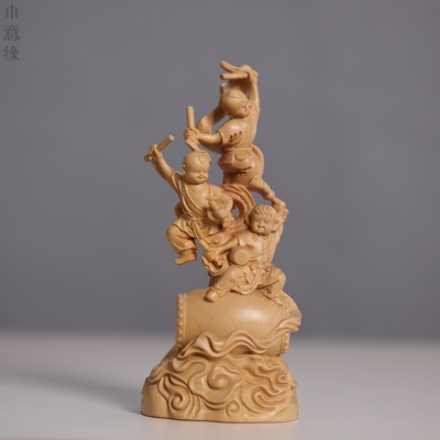 小叶黄杨木童子欢庆锣鼓欢天喜地