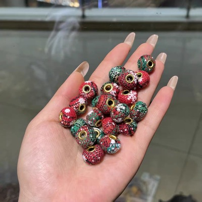 布艺圣诞毛球珠15mm毛球通孔大孔串珠手链手机链隔珠DIY饰品配件