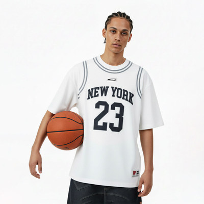 「设计师品牌」小高领复古运动短袖T恤新款潮牌运动风假两件上衣