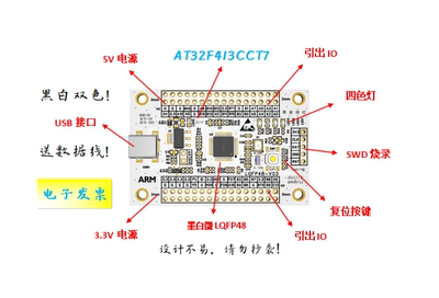 AT32F413CCT7核心板AT32F413CCT7最小系统板AT32F413CCT7开发板