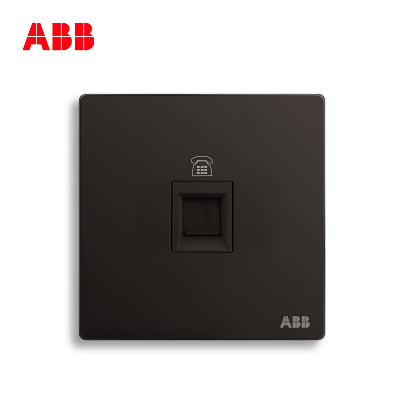 ABB开关插座 轩致无边框星空黑色一位单电话插座AF321-885