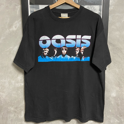 绿洲乐队美式纯棉小领口短袖T恤