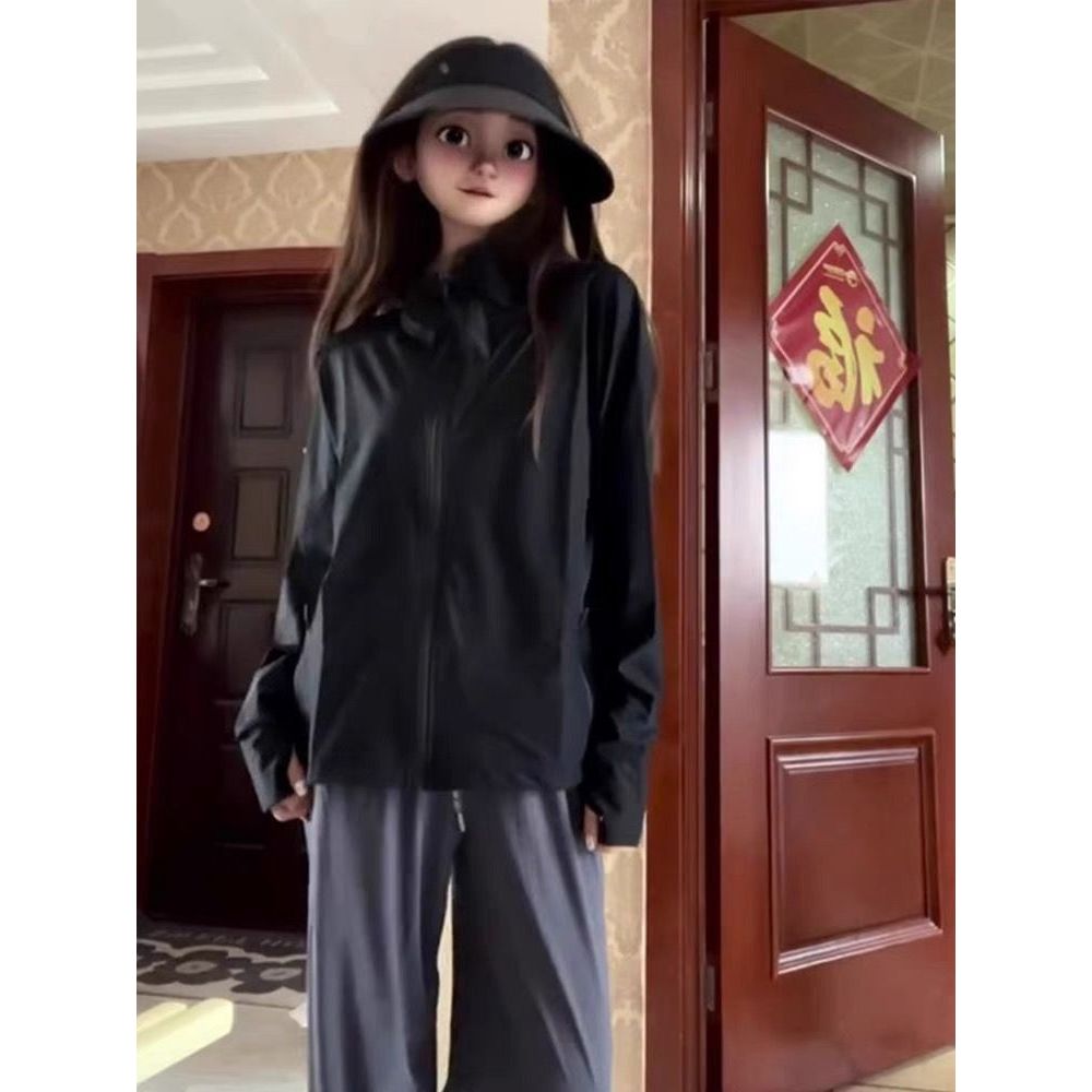 冰感防晒衣女士夏季新款防紫外线皮肤衣情侣款舒适透气连帽防晒服