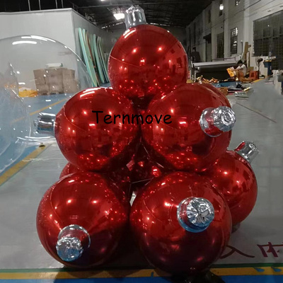 充气彩色炫彩红色镜面圣诞球反光球双层气模商场酒吧拍摄美陈装饰