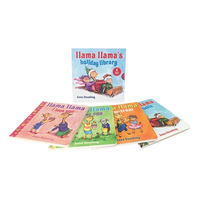 羊驼拉玛小小图书馆 英文原版 Llama Llama's Holiday Library 纸板书 英文版 Anna Dewdney 进口英语原版书籍