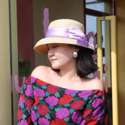 Earthtone“浅草紫”天然宝草日本醋酸!赫本法式复古防晒钟型草帽