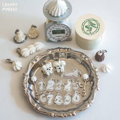 CreamyMarket一朵奶油可露丽奶油小鼻嘎挂件手账绑带钥匙扣拉链头