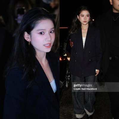 高级定制明星张婧怡同款黑色羊毛西装外套女中长款宽松大气时尚春