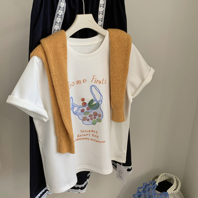 SUSAN-26年早春韩代印花蔬菜T短袖T恤DT096