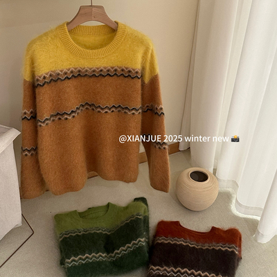 买手严选-清潭洞-系波浪提花圆领保暖毛衣（含89.8绵羊毛）YS2-25