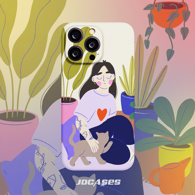 撸猫的女孩 17promax手机壳小众菲林壳防摔苹果16全包软壳安卓