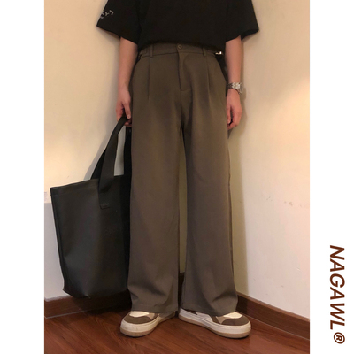 NAGAWL夏季美式复古西裤休闲百搭直简阔腿日系宽松简约长裤男女潮