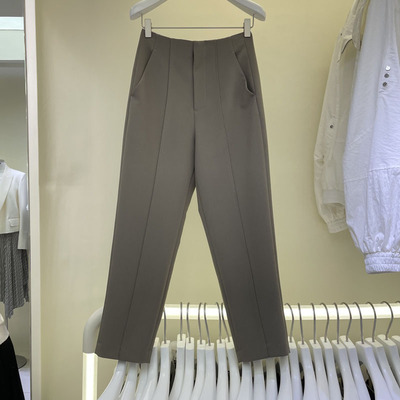 纯色简约高腰直筒显瘦通勤西装裤