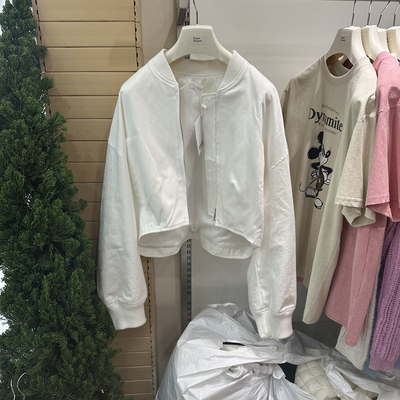 圆领纯色简约短款风衣外套棒球服