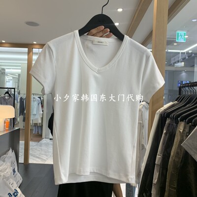 一件包邮 小夕韩国东大门代购 OBJECT26夏女装新低领纯色短袖 T恤