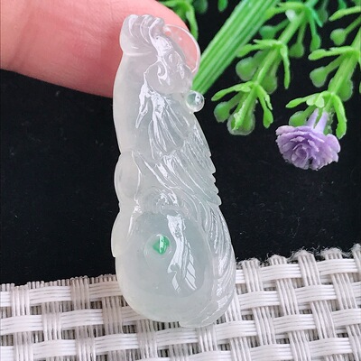 自然光43.8/17.5/11.2老坑冰胶果冻英明神武鹦鹉吊坠翡翠玉坠挂件