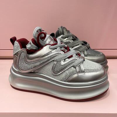 银色板鞋小个子松糕厚底增高