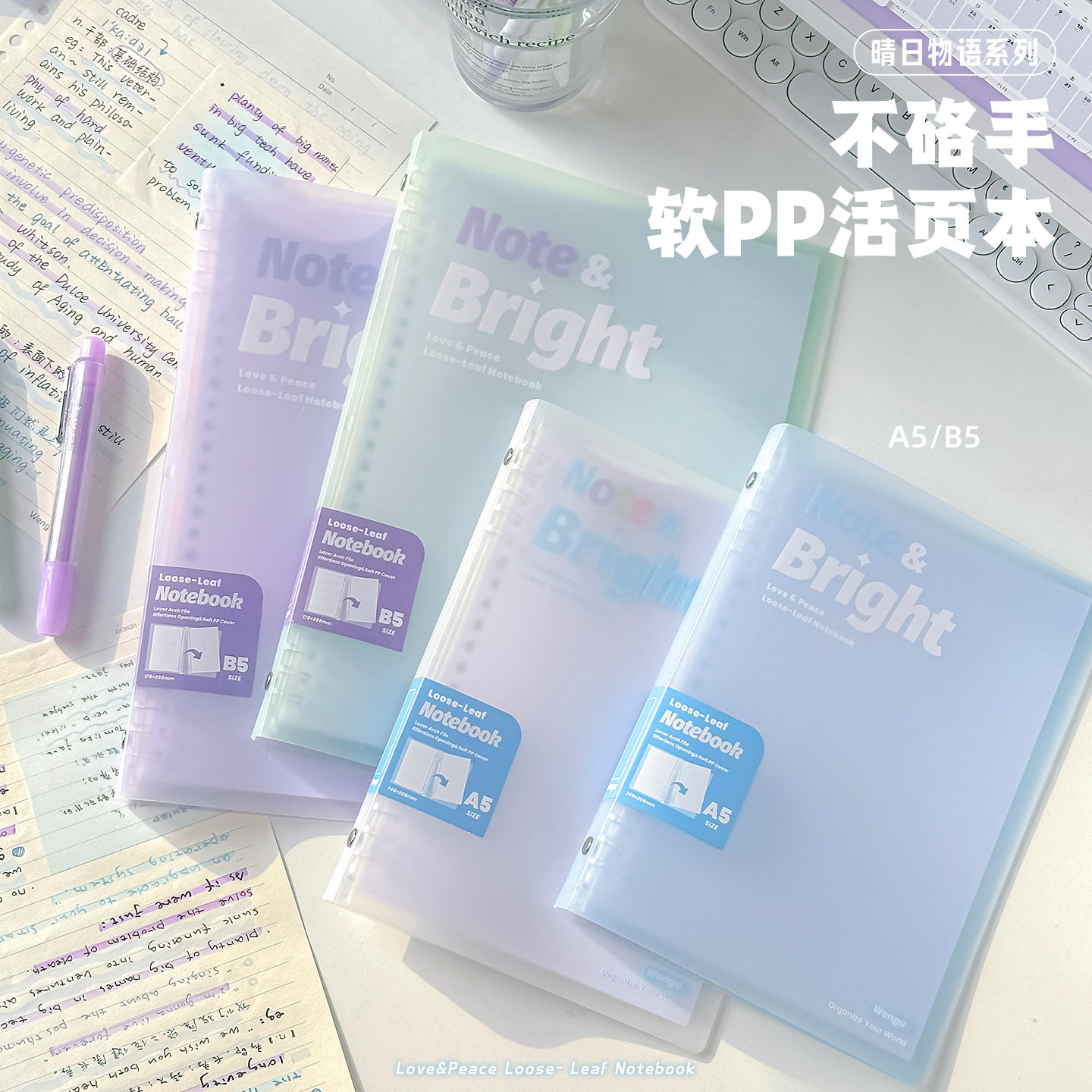文谷晴日物语30张a5/b5软PP活页本80克锦云纸小清新笔记本本子